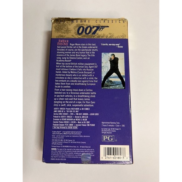 mgm | Media | James Bond 07 For Your Eyes Only Vhs 988 1981 Moore Classics Ian Fleming | Poshmark